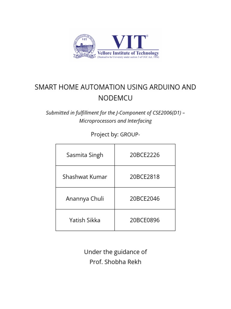 Implementing Smart Home Automation Using Arduino and NodeMCU | PDF | Home Automation | Internet ...