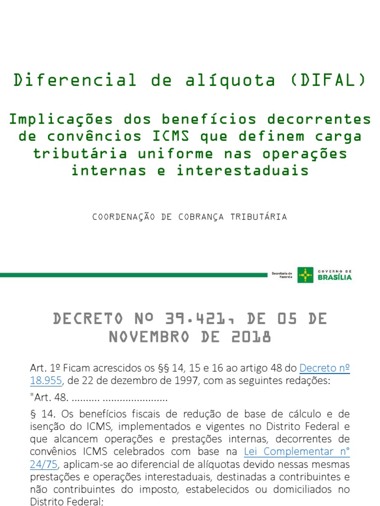 Implicações da aplicação do diferencial de alíquota (DIFAL) do ICMS ...