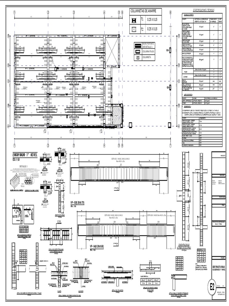 Detalles de refuerzos y dimensiones de columnas y placas de cimentación | PDF