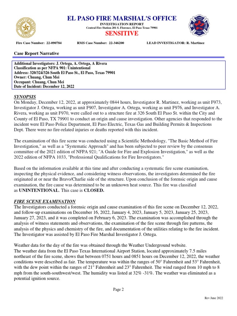 South El Paso Street Fire Investigation Report | PDF | Building ...