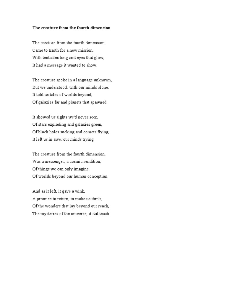 The Creature From The Fourth Dimension PDF | PDF