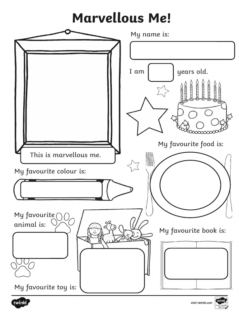 T TP 2684522c New All About Marvellous Me Activity Sheet Editable - Ver ...