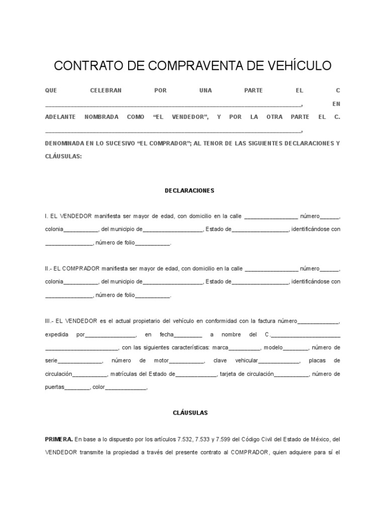 Formato de Compraventa de Un Vehículo | PDF | Ley común | Derecho privado
