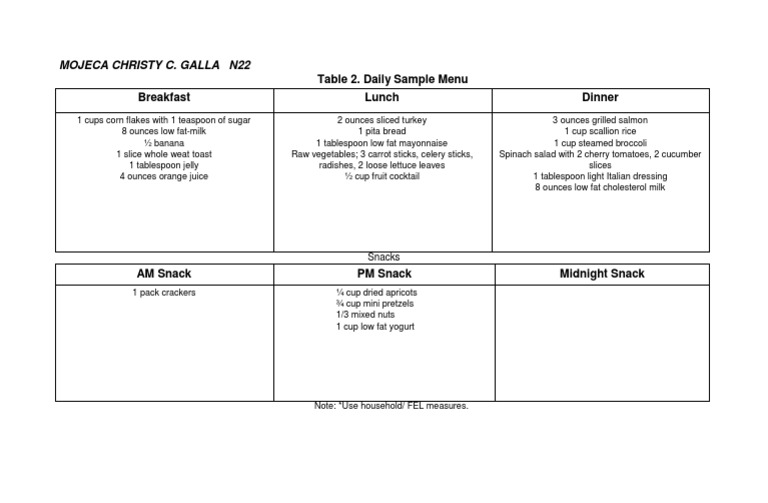 Sample Menu... | PDF