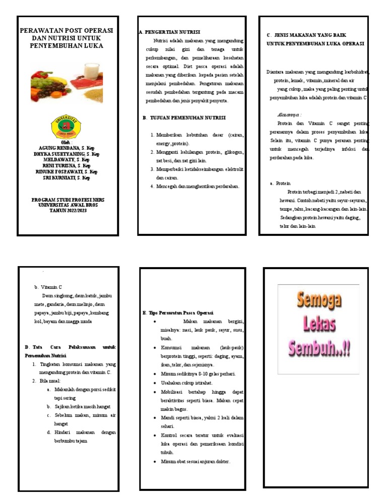Leaflet Perawatan Post Op Dan Nutrisi Un | PDF
