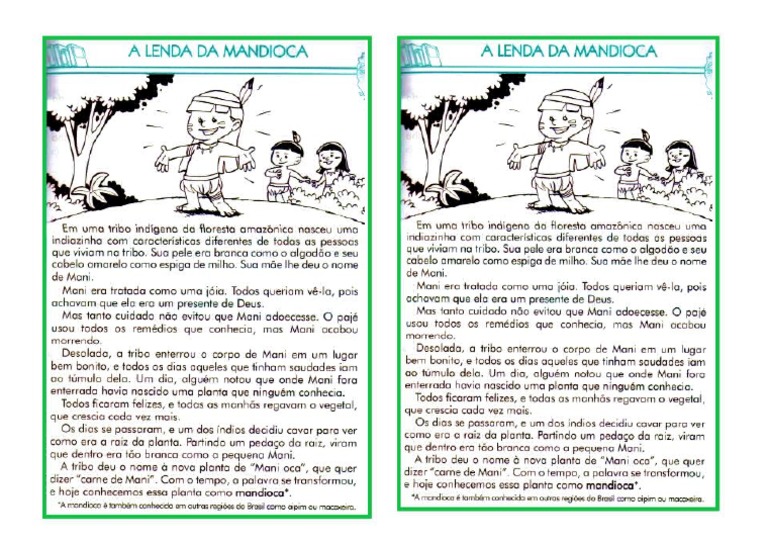 A Lenda Da Mandioca Versao 2 | PDF
