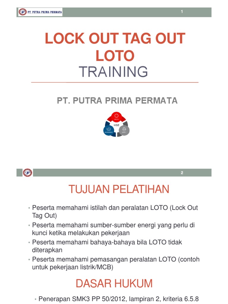 D. Materi Training LOCK - OUT - TAG - OUT - LOTO | PDF