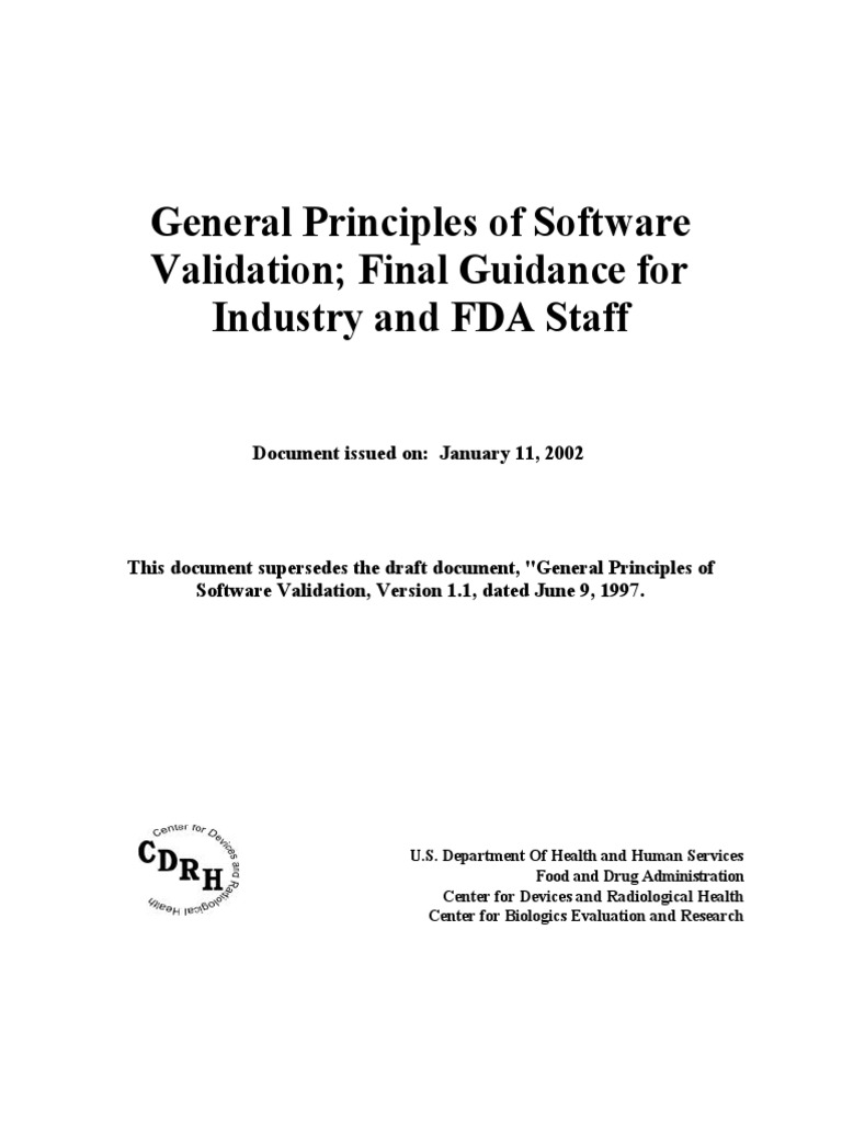 General Principles of Software Validation Final Guidance For Industry and FDA Staff | Download ...