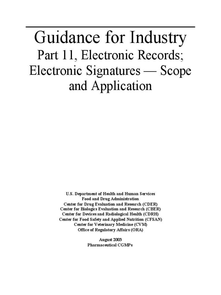 Part 11, Electronic Records Electronic Signatures - Scope and ...