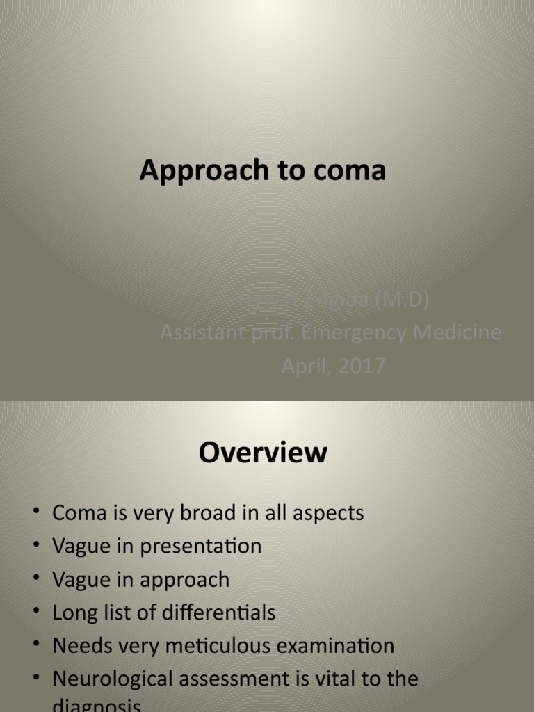Approach To Coma, UG | PDF | Coma | Meningitis