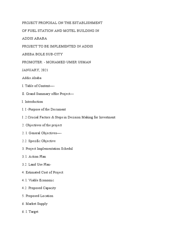 Project Proposal On The Establishment | PDF | Depreciation | Filling ...