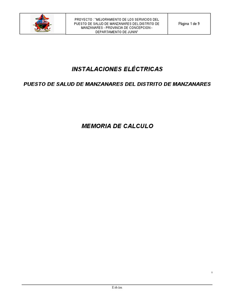 Memoria-De-Calculo Electricas | PDF | Corriente eléctrica | Materiales