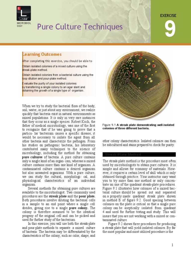 Pure Culture TechniqueLab. Manual in Gen. Micro. 2015 | PDF | Growth ...