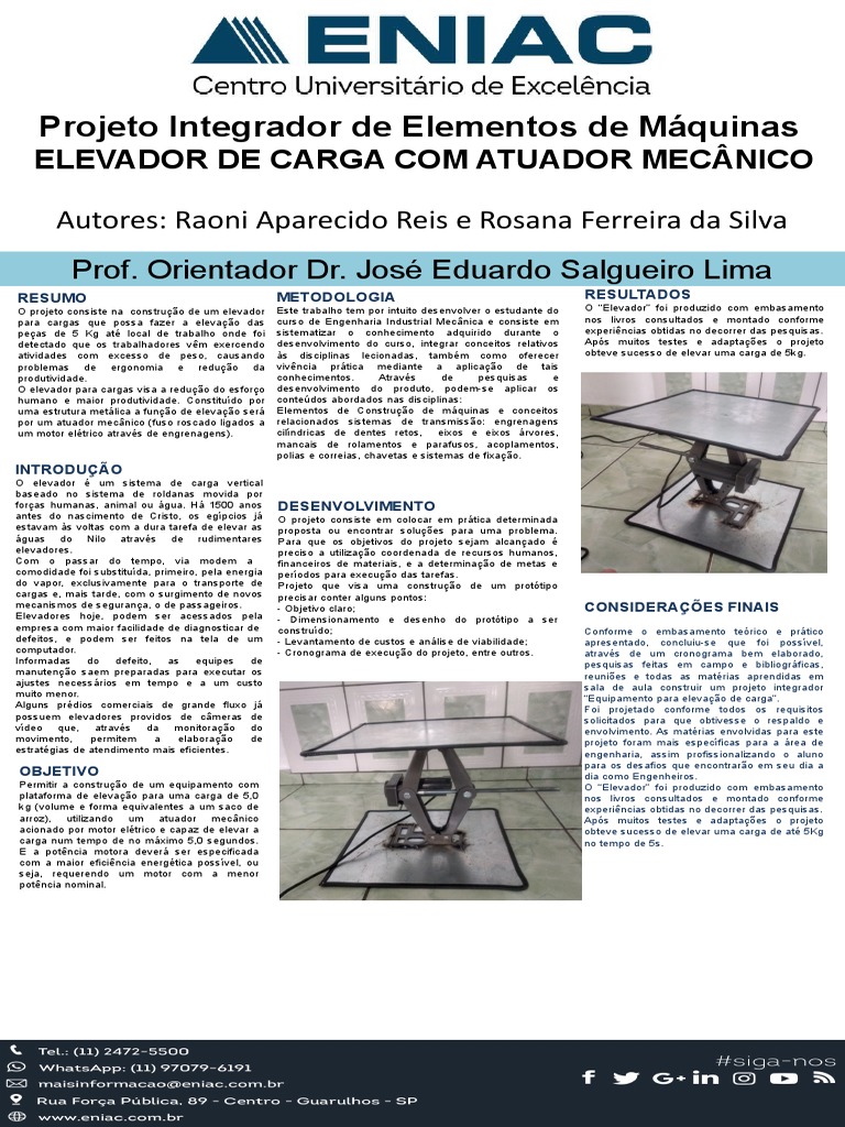 Projeto Integrador - Elevador | PDF | Engenharia | Motores