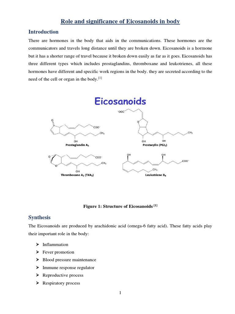 Role and Significance of Eicosanoids in Body | PDF | Prostaglandin ...