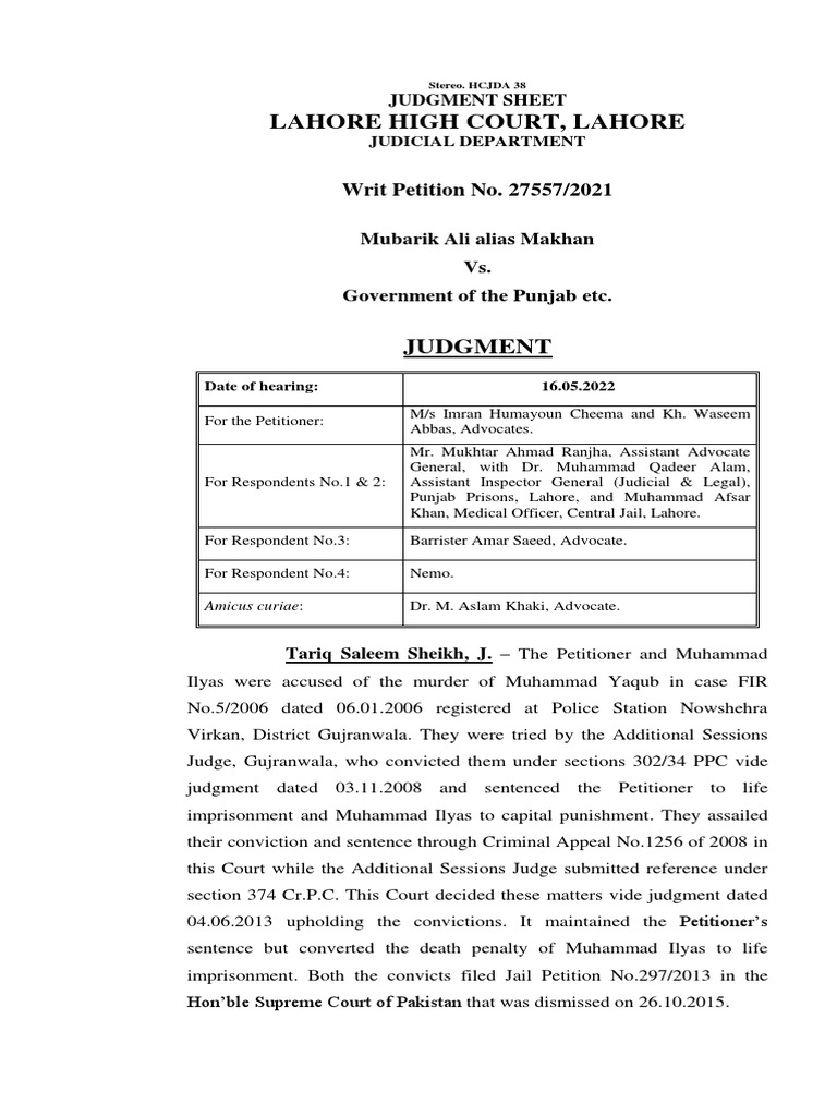 2022 LHC 8921 | PDF | Pardon | European Convention On Human Rights