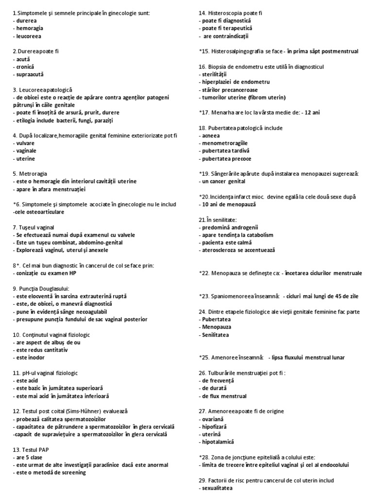 Grile Ginecologie | PDF