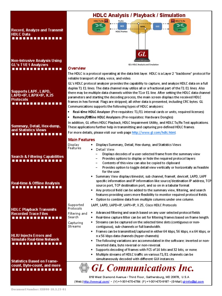 Hdlc Protocol Analysis Emulation Brochure Pdf Port Computer Networking Hypertext