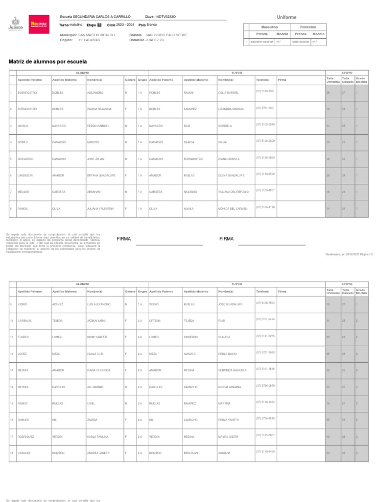 Constancia de Apoyo Escolar "Recrea" | PDF