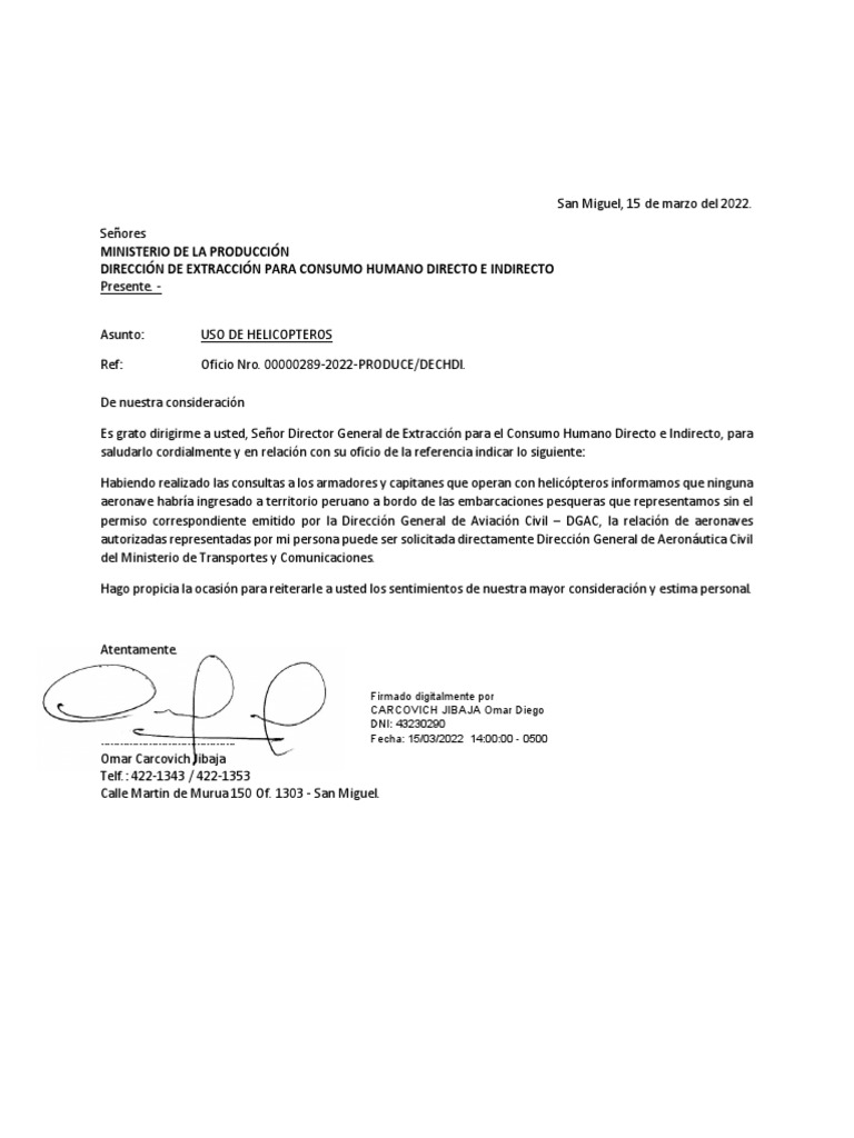 RESPUESTA OFICIO 289-2022 | PDF