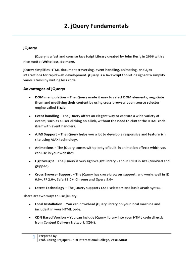 Jquery Fundamentals | PDF | J Query | Software Development
