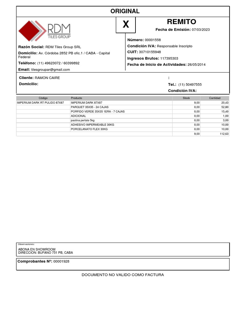 Remito: Original | PDF