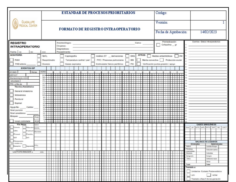 Formato de Registro Intraoperatorio | PDF