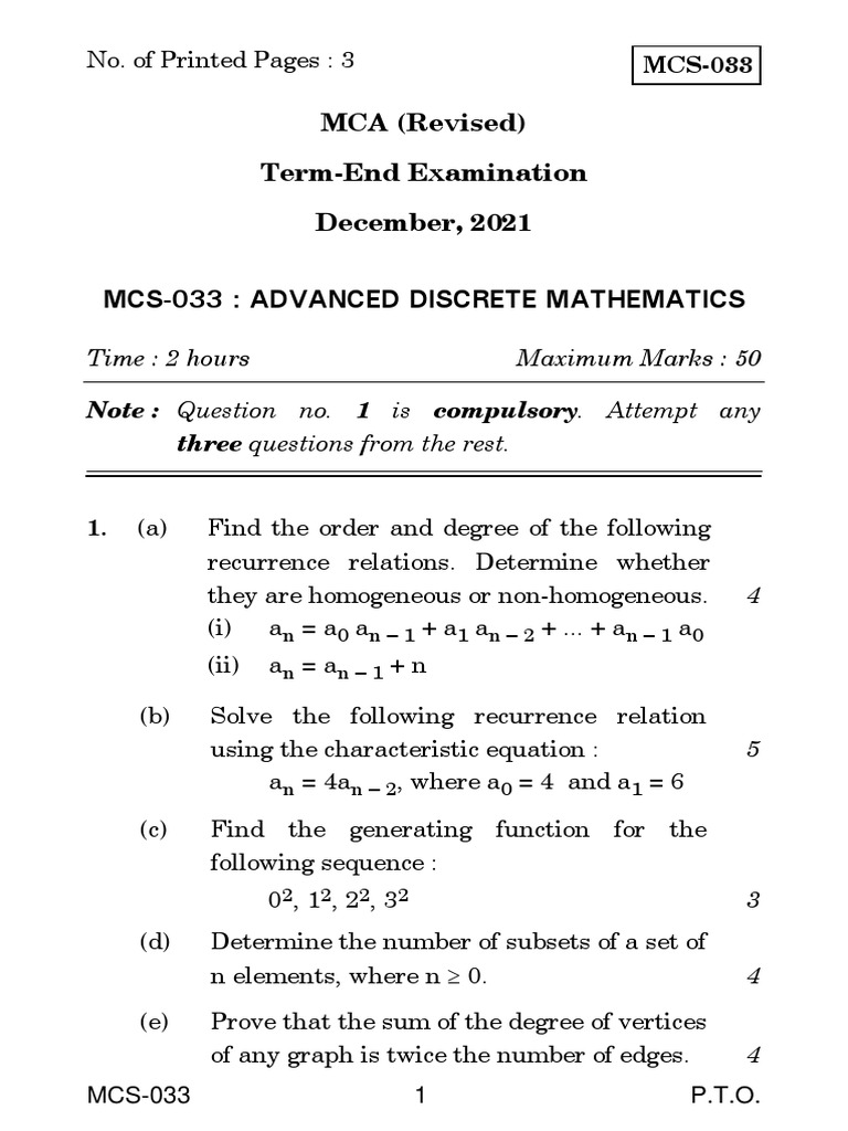 Solving Recurrence Relations and Graph Properties | PDF | Algebra | Mathematical Analysis