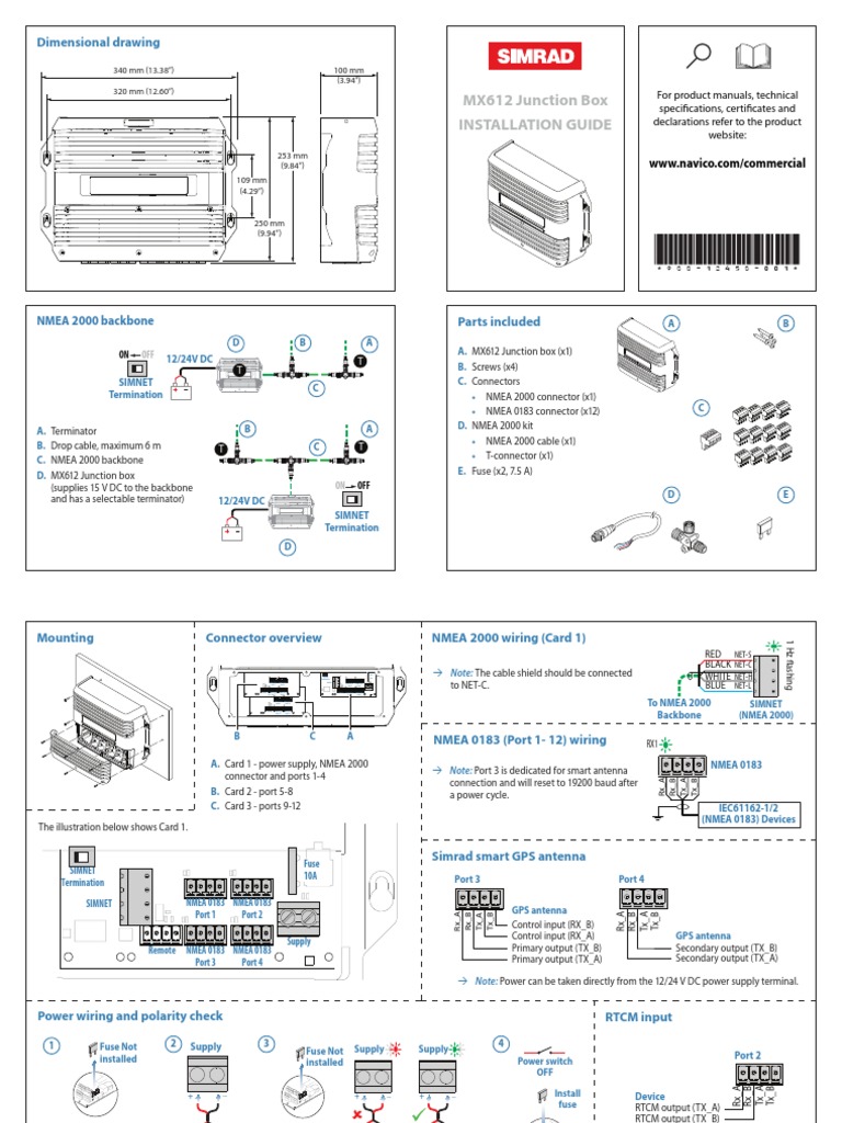 Installation Guide for the MX612 Junction Box | PDF | Power Supply | Electrical Connector