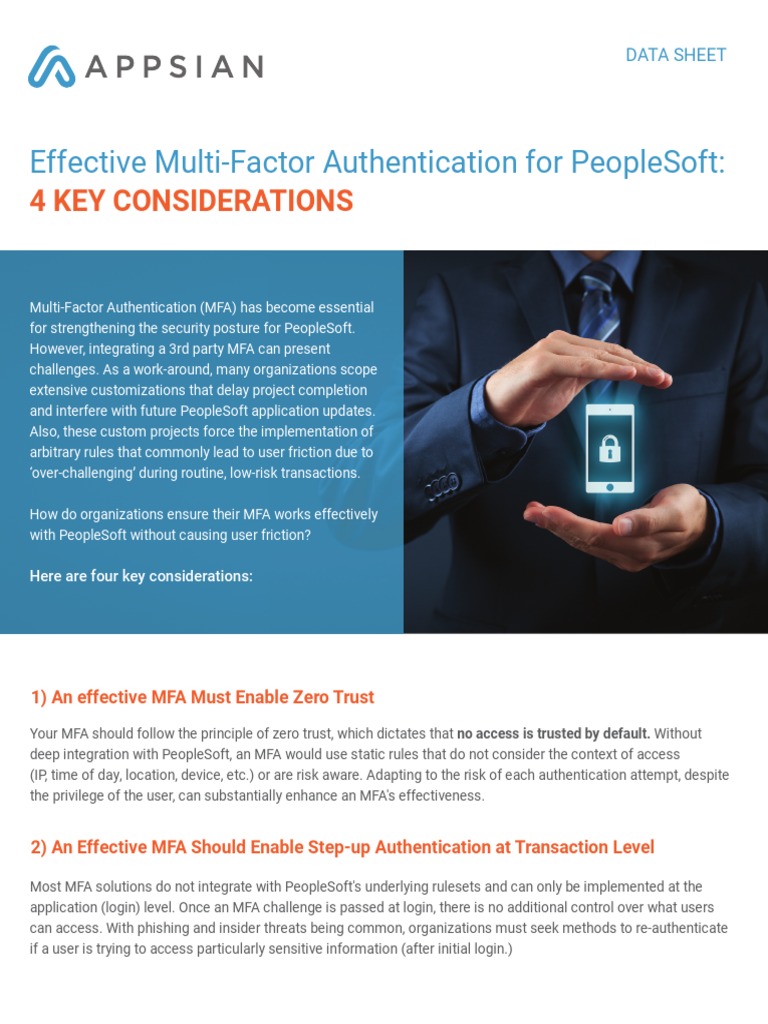 Effective MFA For PeopleSoft DataSheet Appsian 2020 | PDF | Computer ... Effective MFA For PeopleSoft DataSheet Appsian 2020 | PDF | Computer ...