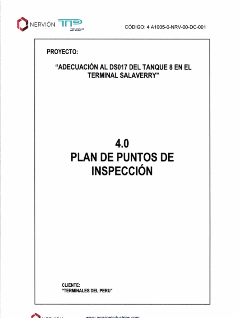 4.0 Plan de Puntos de Inspeccion | PDF