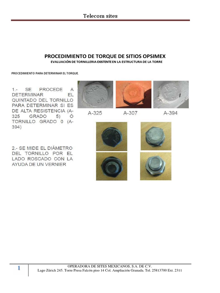 Procedimiento de Torque en Tornillería | PDF | Tornillo