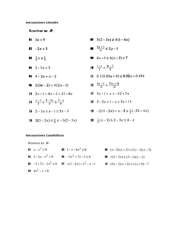 Inecuaciones Lineales | PDF