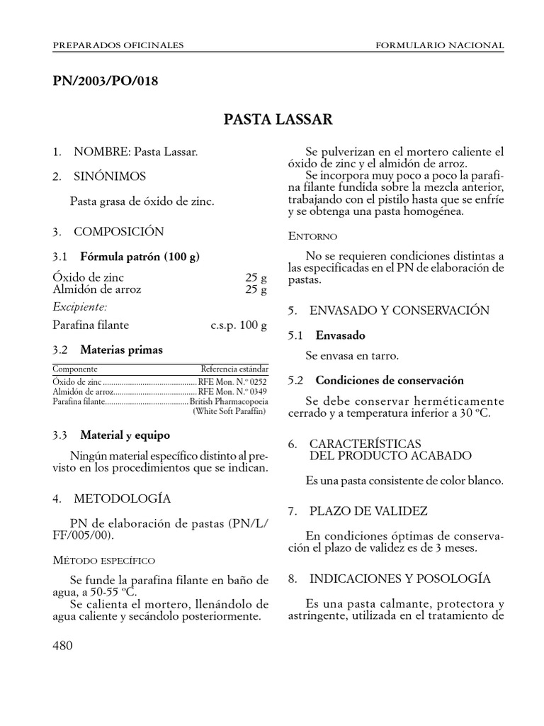 Pasta Lassar PDF | PDF | Medicamentos con receta | Alergia