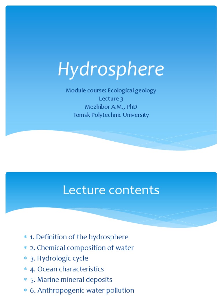 Hydrosphere PDF | PDF | Water | Earth Sciences