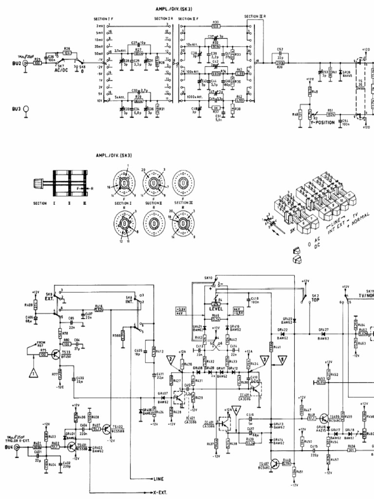 Philips pm-3225 2mv 15mhz Oscilloscope 1977 SCH | PDF