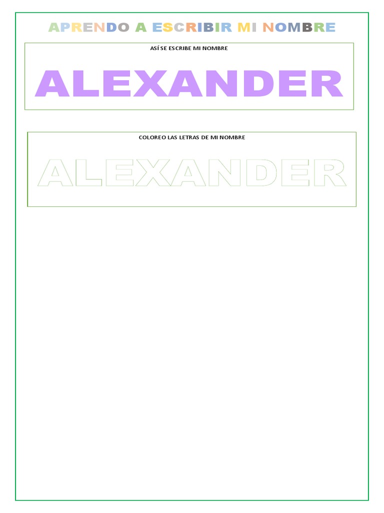 Aprendo A Escribir Mi Nombre Alexander | PDF