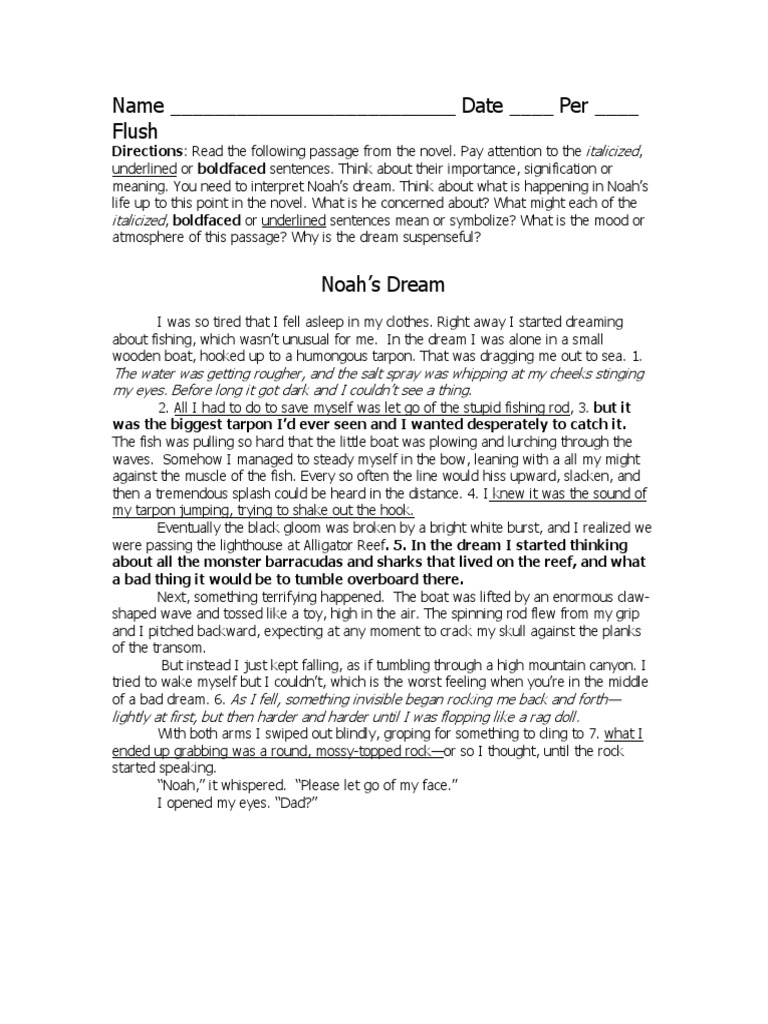 Microsoft Word - Flush NOAHS DREAM Interpretation ANSWERS | PDF