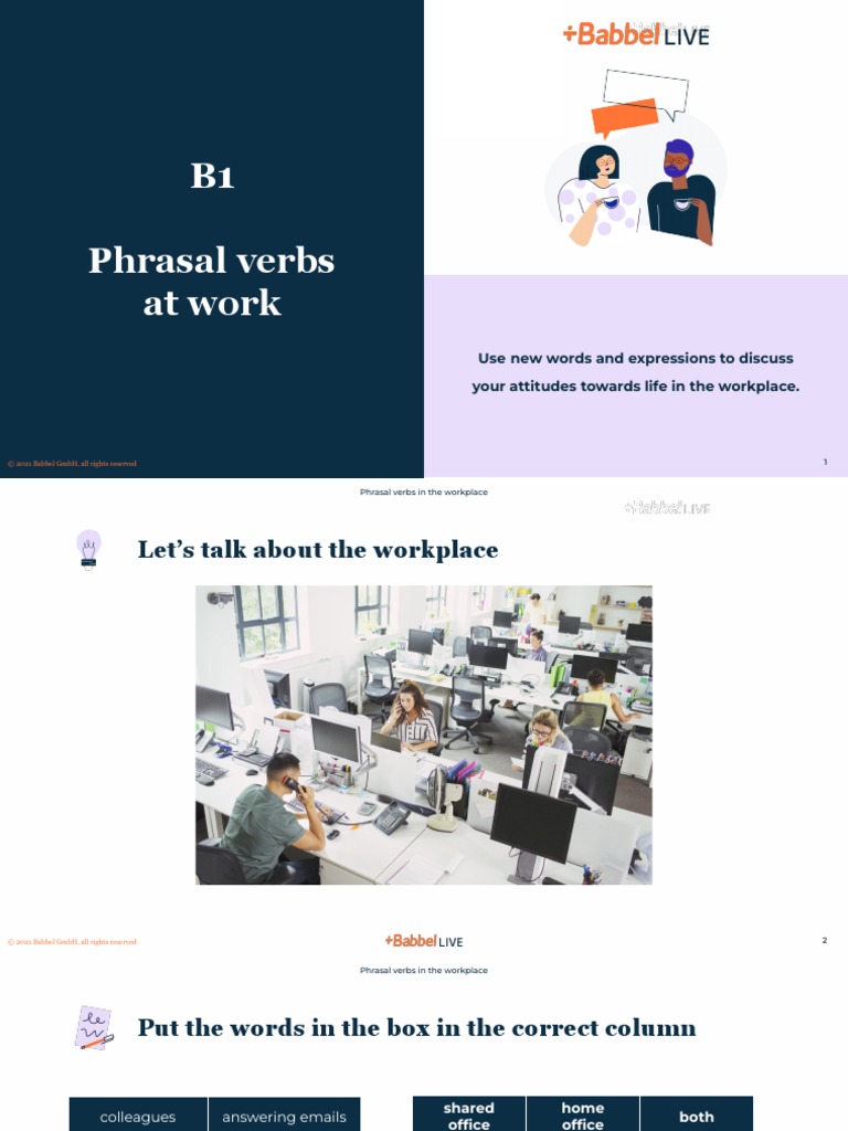 ENG - B1 - 33 Phrasal Verbs at Work PDF | PDF | Verb | Object (Grammar)