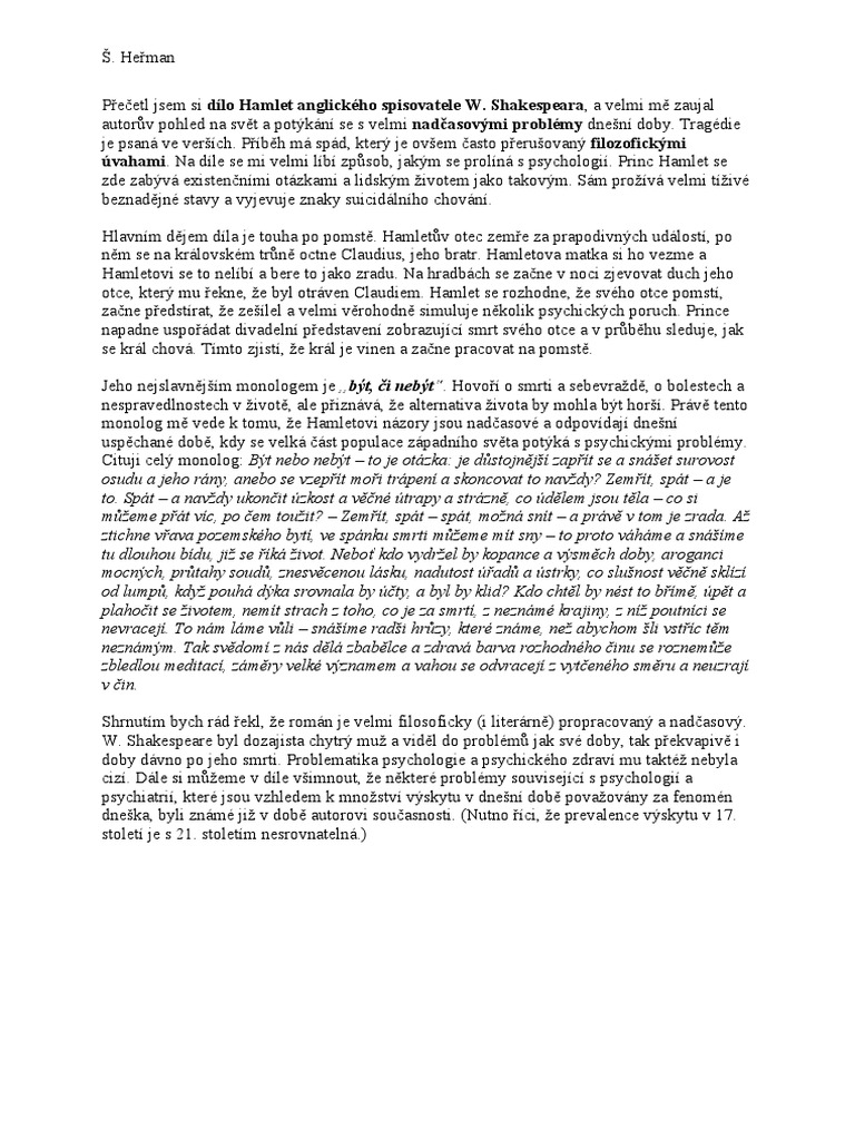 Hamlet-Filosofický Rozbor | PDF