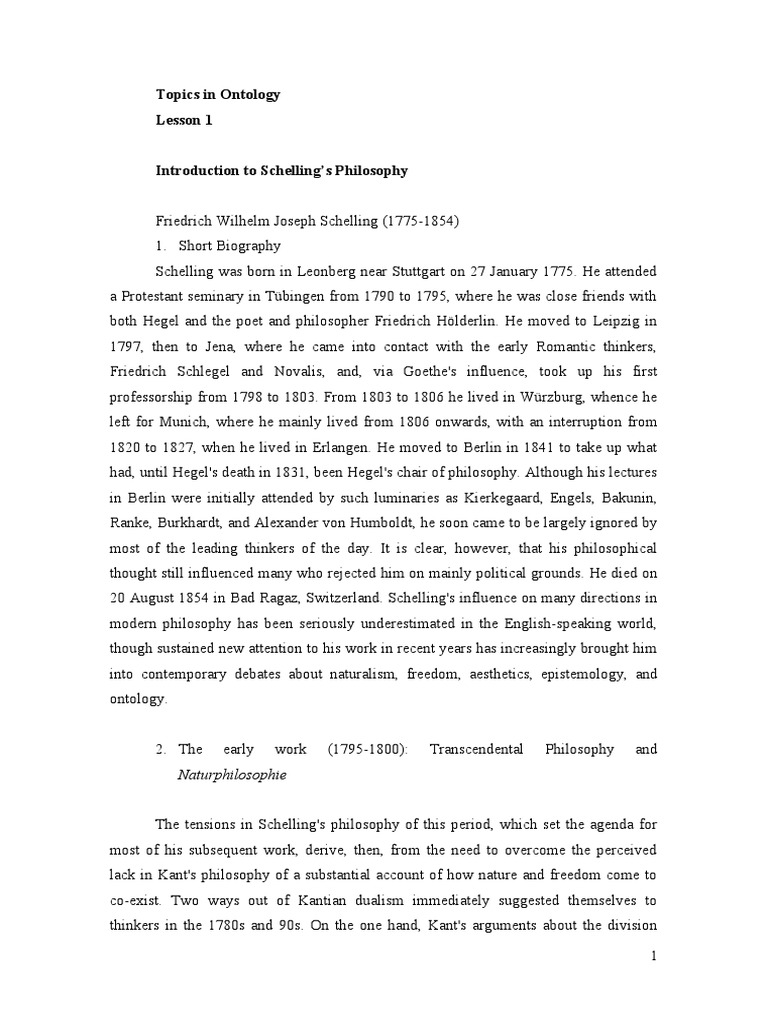Introduction To Schelling | PDF | Georg Wilhelm Friedrich Hegel | German Idealism