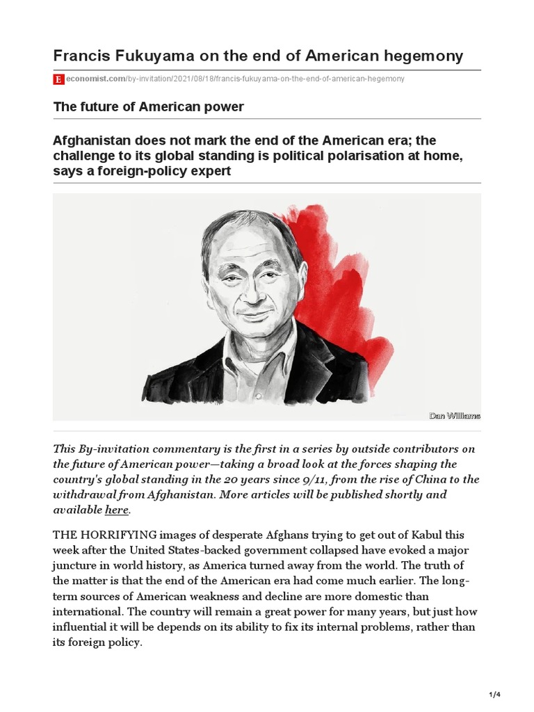 Francis Fukuyama on challenges facing American power after Afghanistan ...
