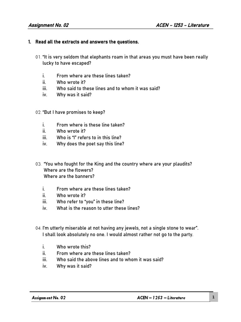 Analyzing Literary Extracts and Poems: An Assignment on Close Reading ...
