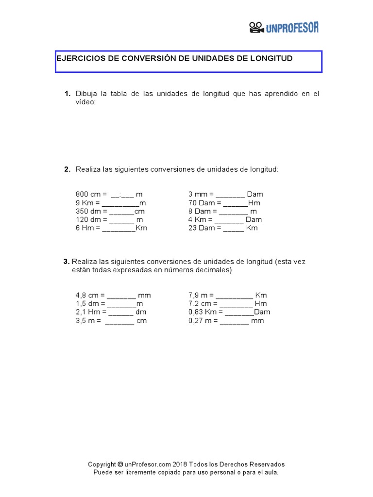 Ejercicio Conversion de Unidades de Longitud 2533 PDF | PDF