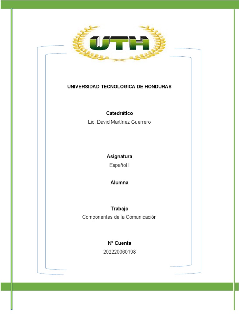 Componentes De La Comunicacion Pdf Comunicación Cognición