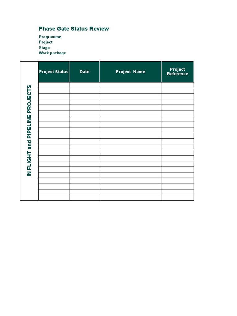 Progress Report Phase Gate Status Review Template Excel Free Download ...