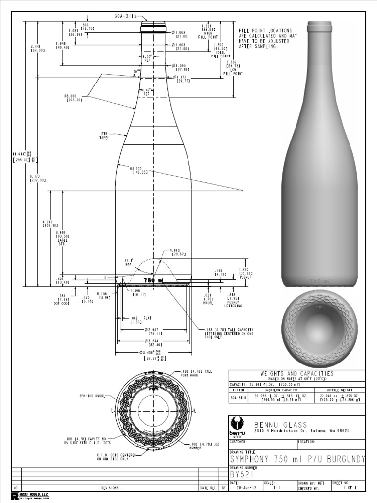 Technical Specifications and Fill Point Calculations for a Plastic ...