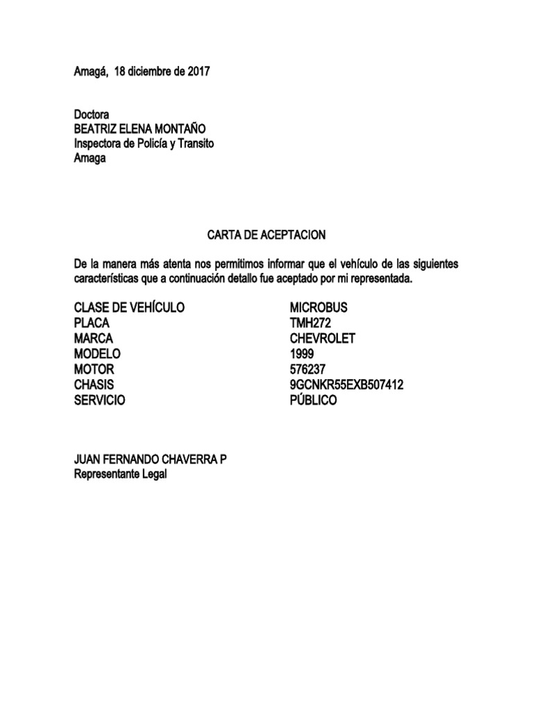 Carta Aceptación Socio | PDF