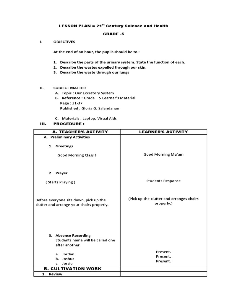 Exploring the Excretory System: A Lesson Plan on the Urinary ...