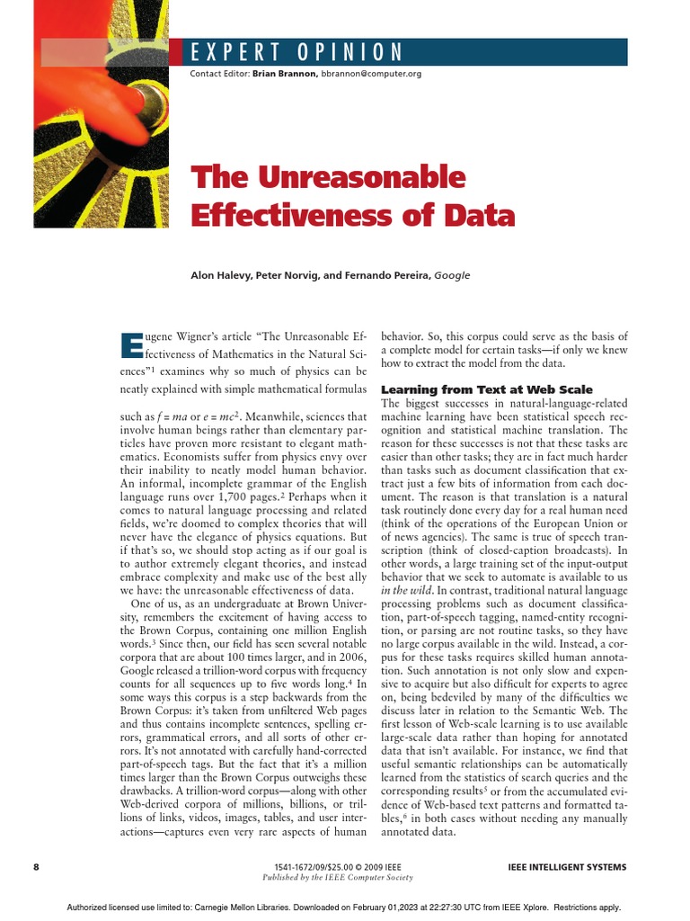 The Unreasonable Effectiveness of Data PDF | PDF | Semantic Web | World Wide Web